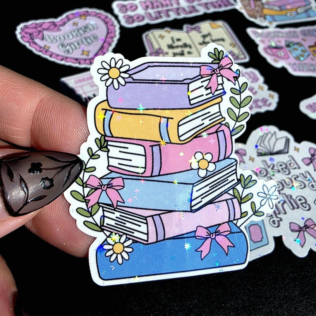 Book Stack Sticker, Vinyl Kindle Sticker - Etsy