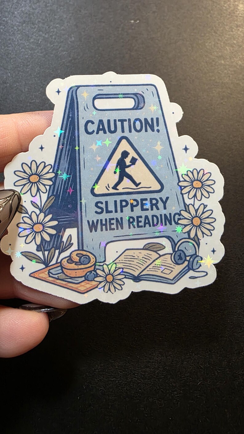 Slippery When Reading Sticker: Book Lover Vinyl Decal, Kindle Sticker ...