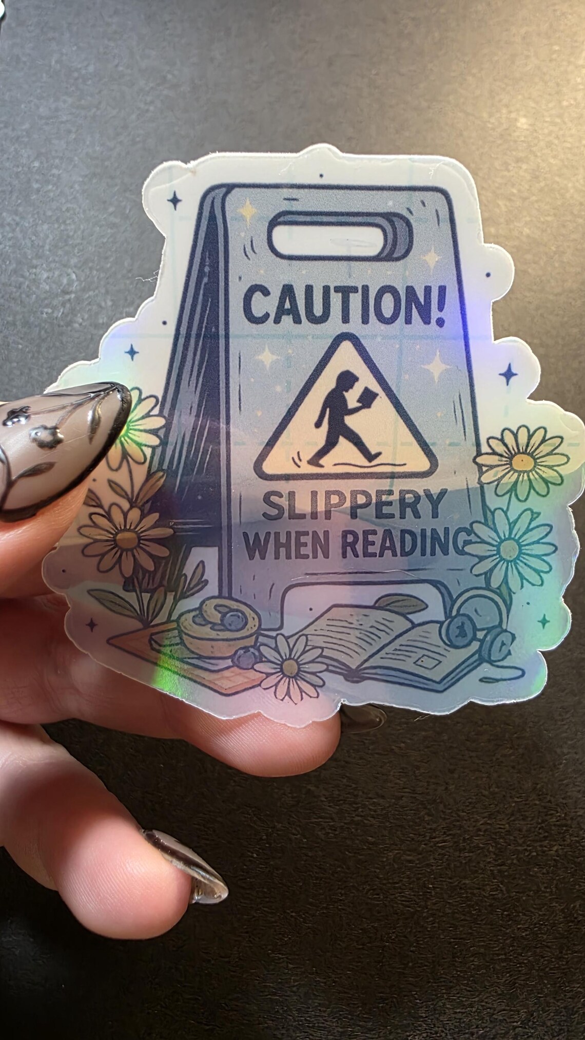 Slippery When Reading Sticker: Book Lover Vinyl Decal, Kindle Sticker ...