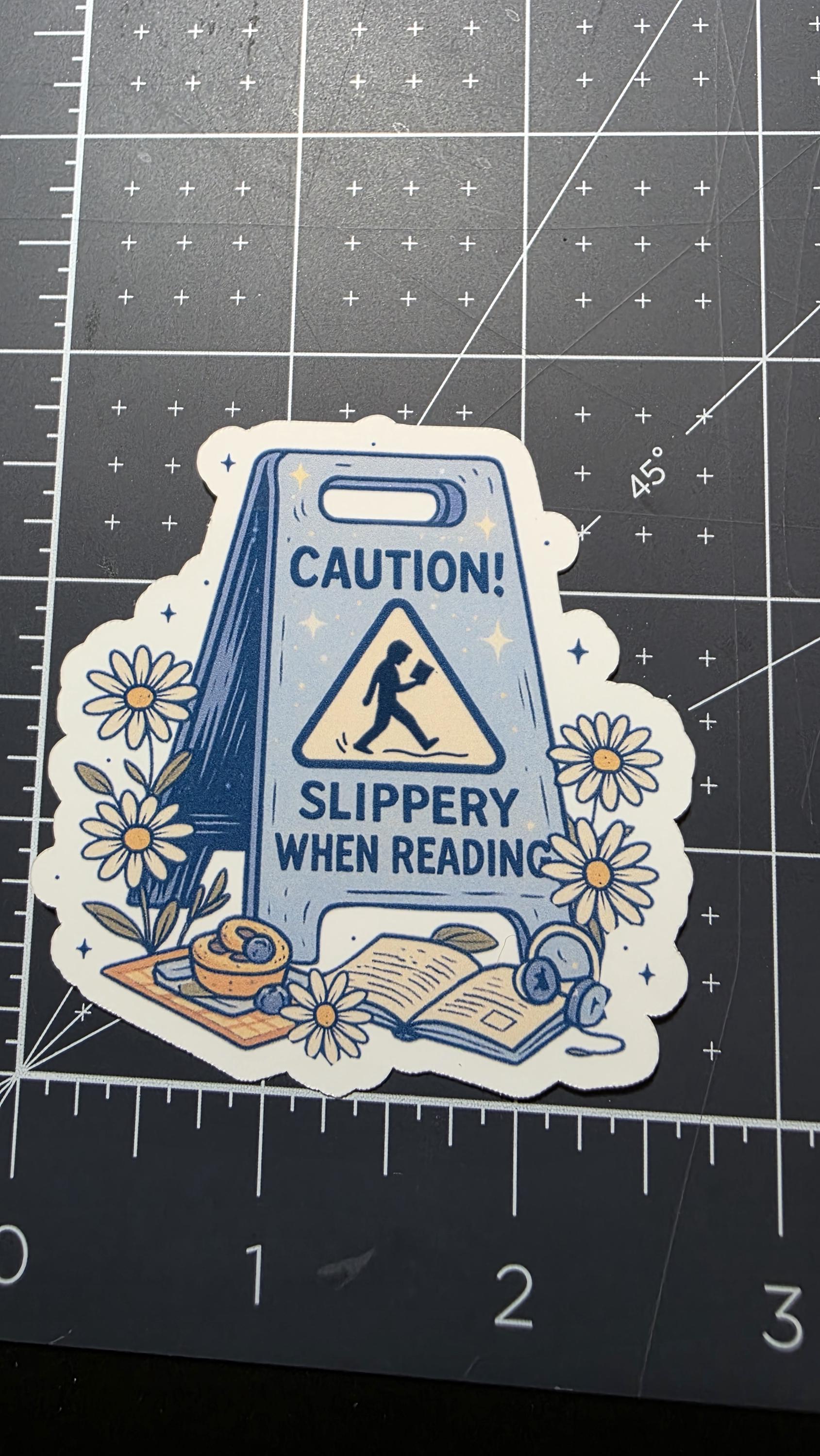 Slippery When Reading Sticker: Book Lover Vinyl Decal - Etsy
