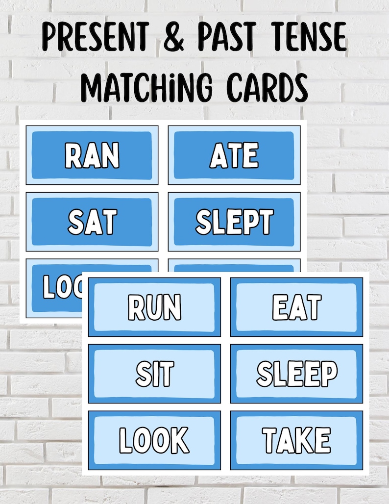 Verb Tense Flashcards: Grammar Activity for Kids (PDF Download) - Etsy