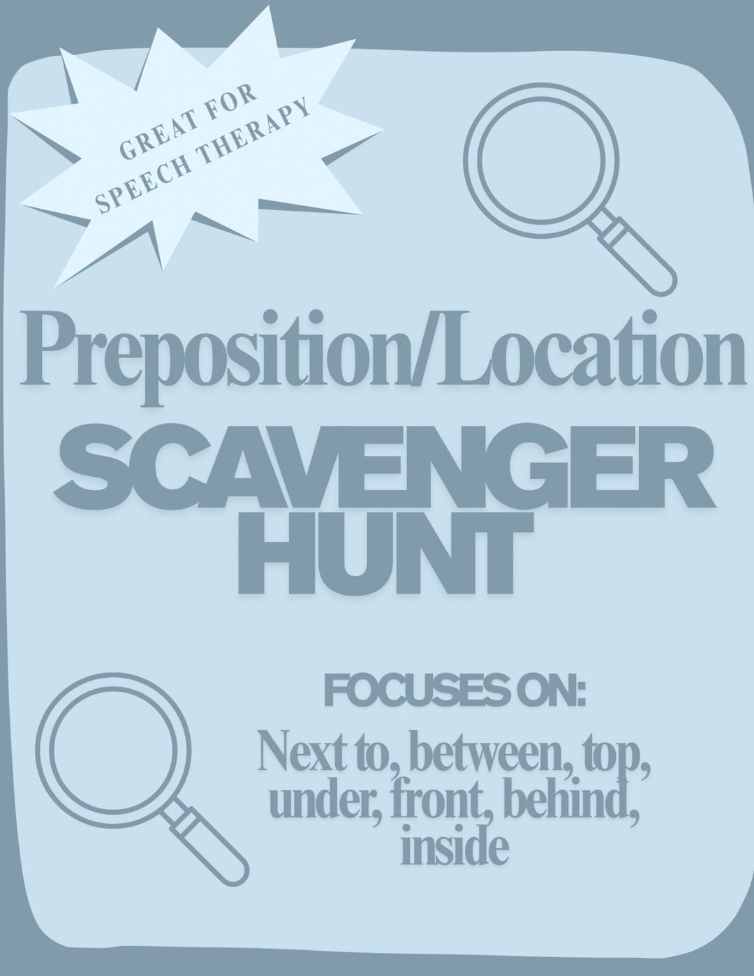 Preposition/location Scavenger Hunt- Speech Therapy Printable for Kids ...