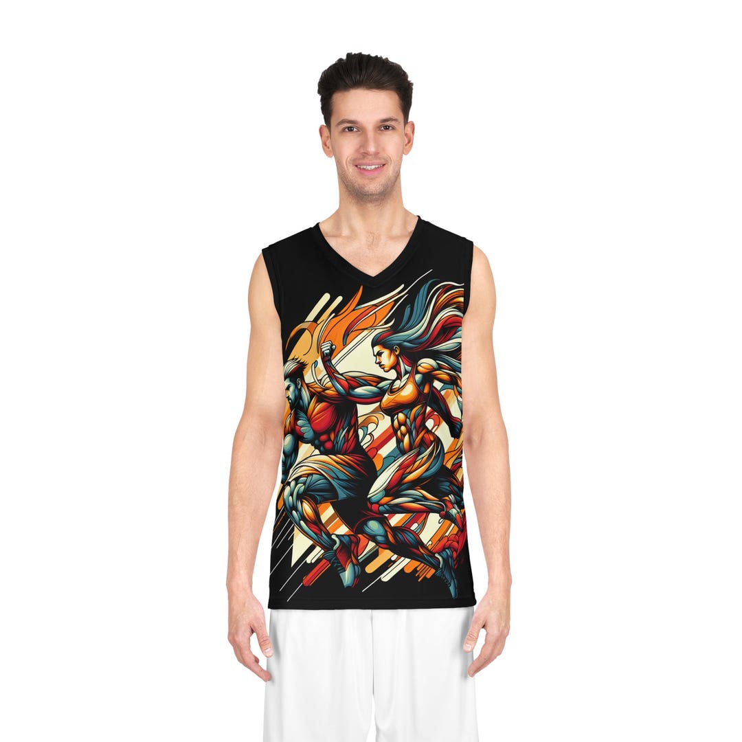 Dynamic Runners Illustration Basketball Jersey | Athletic AOP Tank - Etsy