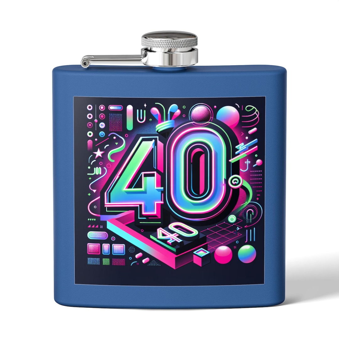 Colorful 40's Stainless Steel Flask, Fun Gift for Milestone ...