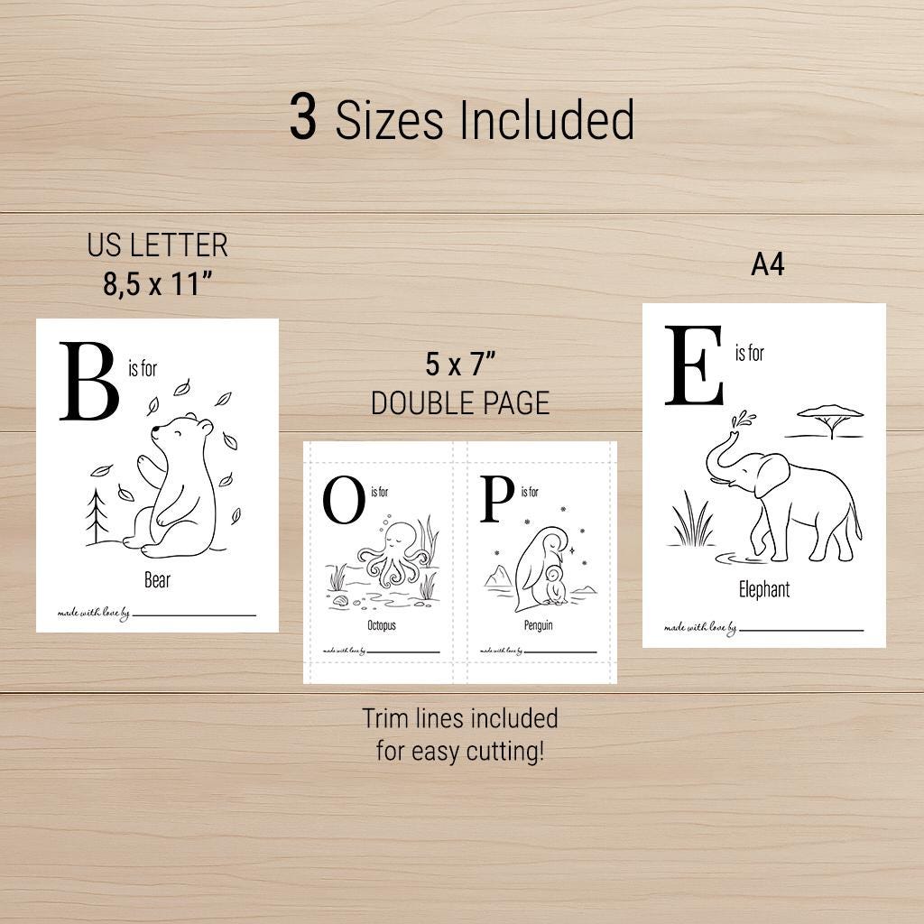 ABC Animal Coloring Book | Baby Shower Game | Baby's First ABC Book ...