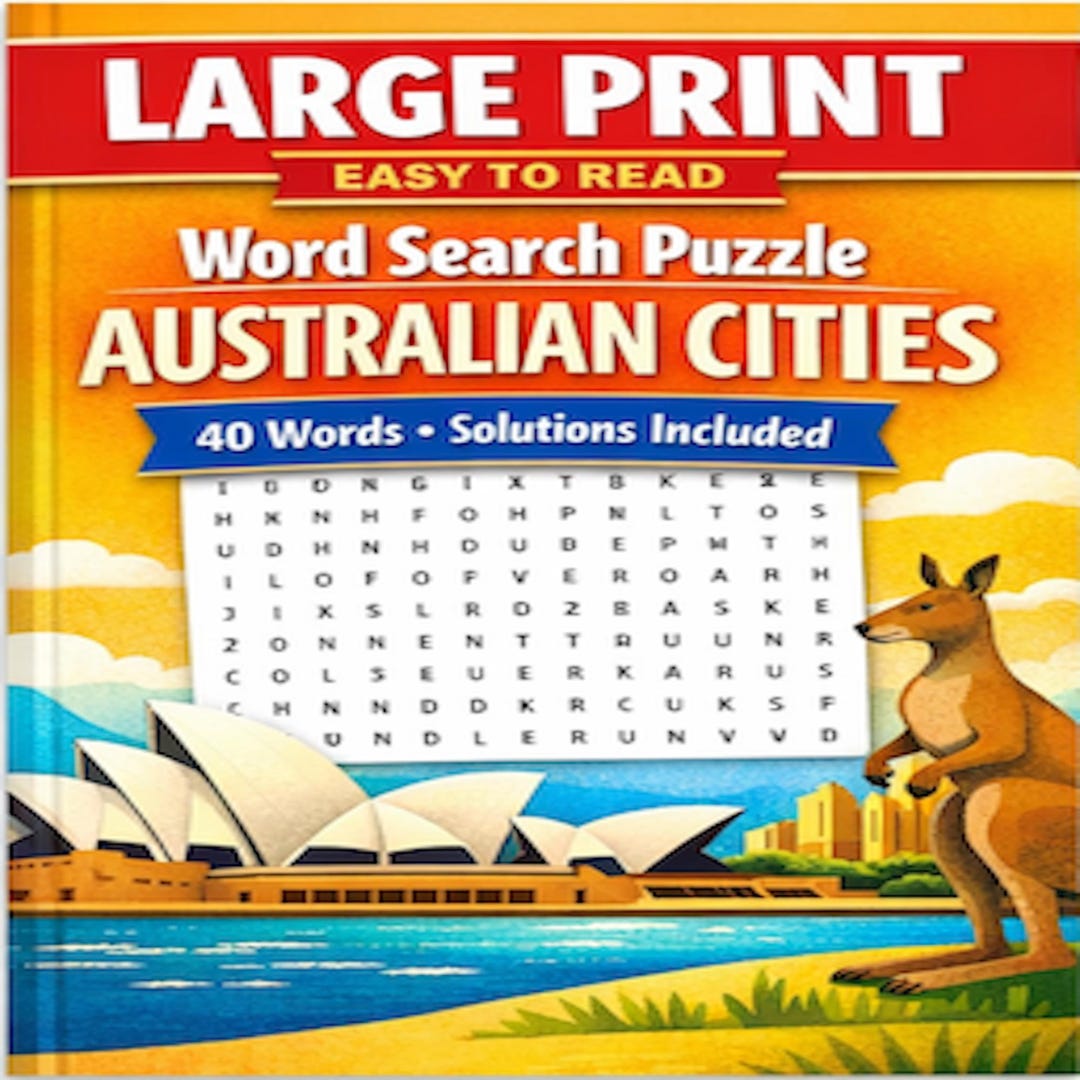 Large Print Australian Cities Word Search Puzzle | Geography Brain Game ...