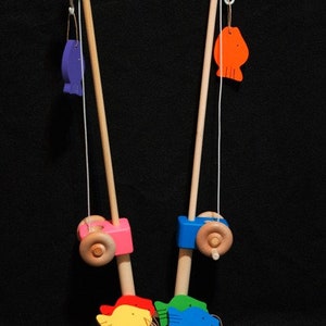 Pink or Blue Wooden Fishing Pole With A Hook - Etsy