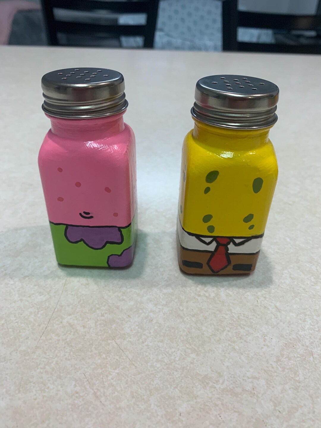 Handpainted Spongebob and Patrick Salt and Pepper Shakers - Etsy