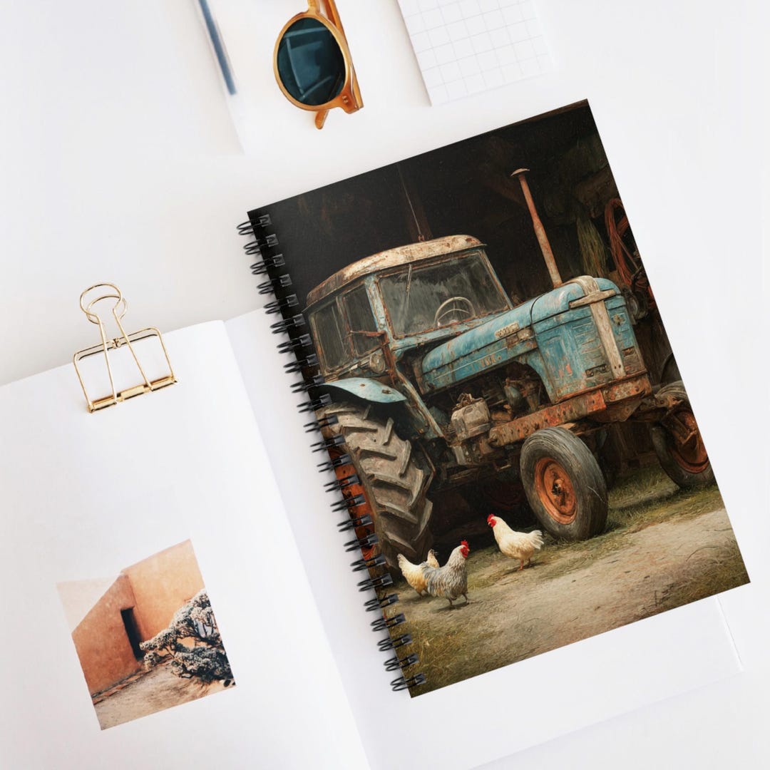Rusty Barnyard Tractor Spiral Notebook | Ruled Journal, Artistic ...