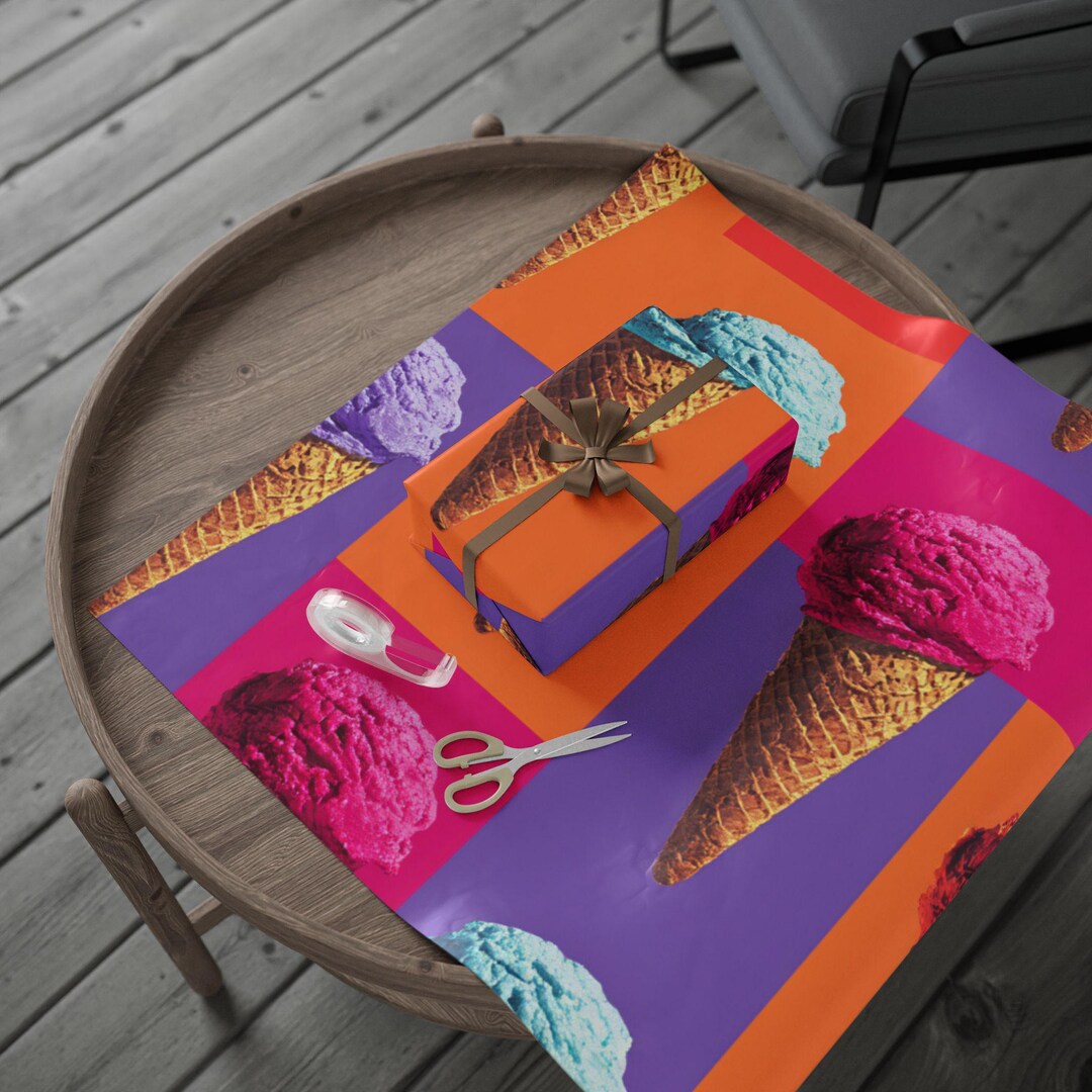 Ice Cream Repeat Wrapping Paper, Fun Gift Wrap for Birthdays, Holidays ...