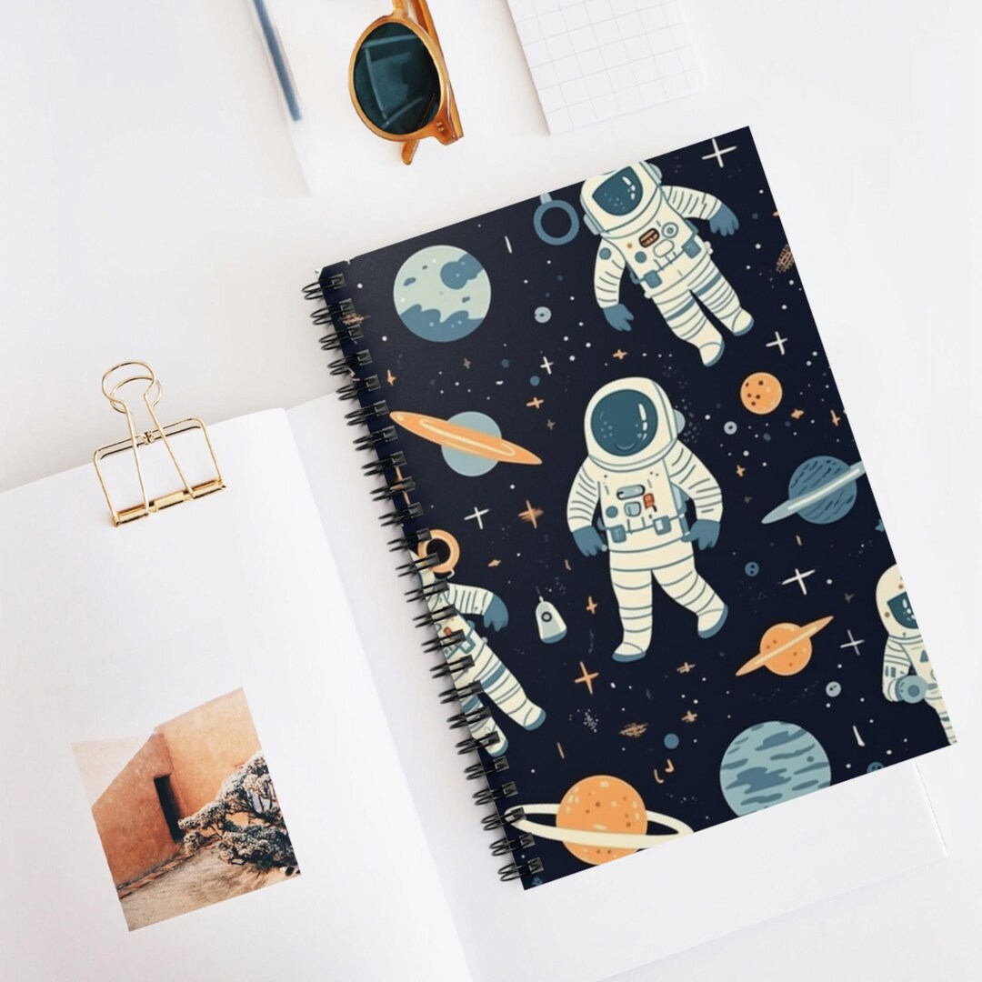 Floating Astronaut Field Spiral Notebook | Space Ruled Journal ...