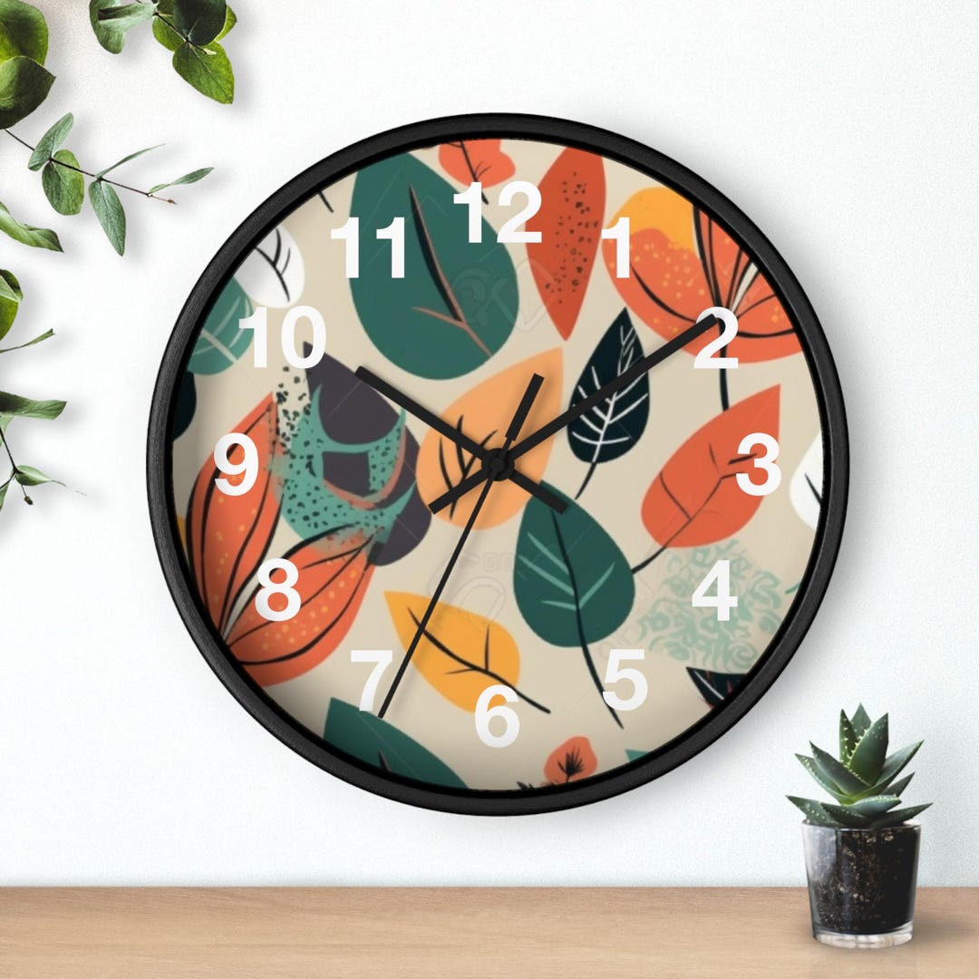 Rainbow Leaf Friends Wall Clock | Retro Floral Leaf Design, House Decor ...