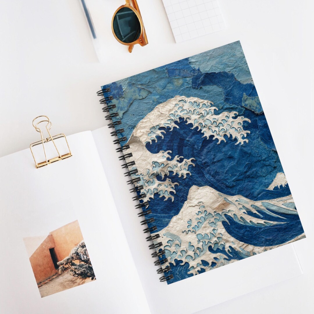 Sea Mist Lines Spiral Notebook | Ocean Wave Art, Ruled Journal, Artistic Sketchbook, Christmas ...