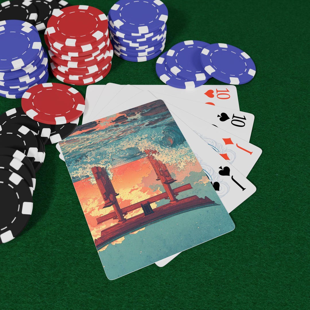 Blue Line Tide Playing Cards | Japanese Wave Art, Game Night Essential ...