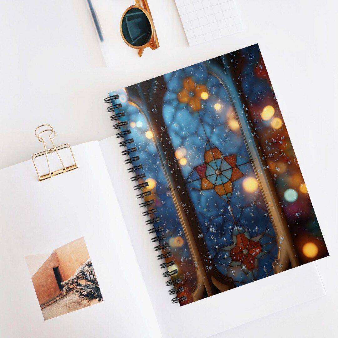 Stained Glass Snowfall Notebook | Spiral Ruled Journal, Artistic ...