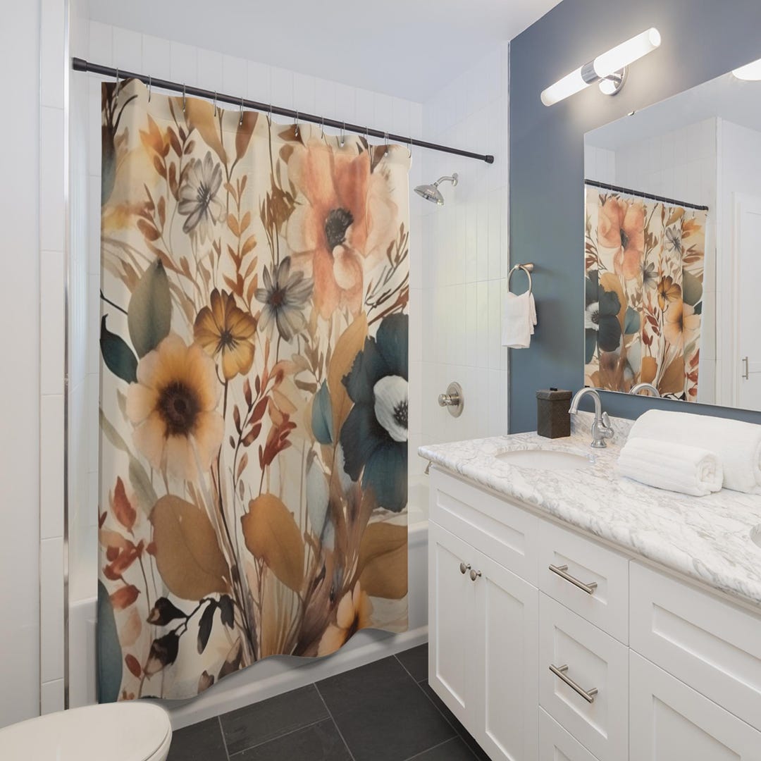 Vintage Bouquet Fade Shower Curtain | Neutral Boho Bathroom, Gift for ...