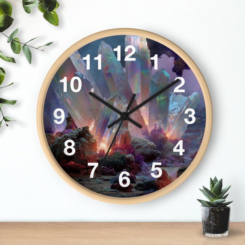 Crystalline Council Gathering Wall Clock | Fantasy Gemstone, Kitchen ...