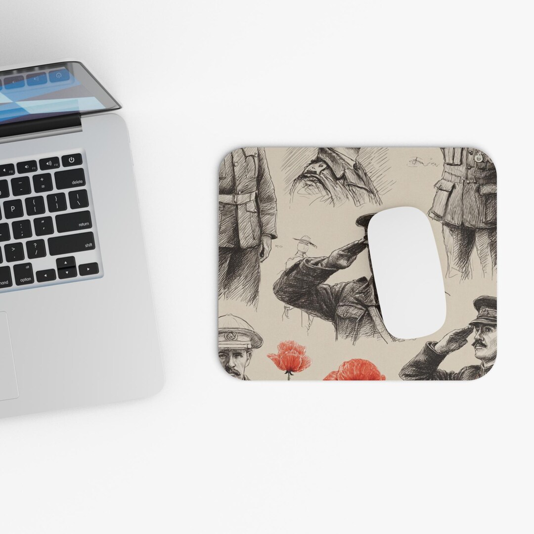 Sketch of Soldiers Mouse Pad | Remembrance Poppies, Military Salute ...