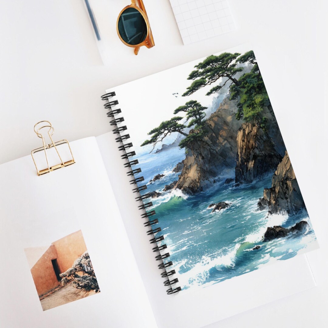 Pine Cliff Seascape Spiral Notebook | Ruled Line Journal, Artistic ...