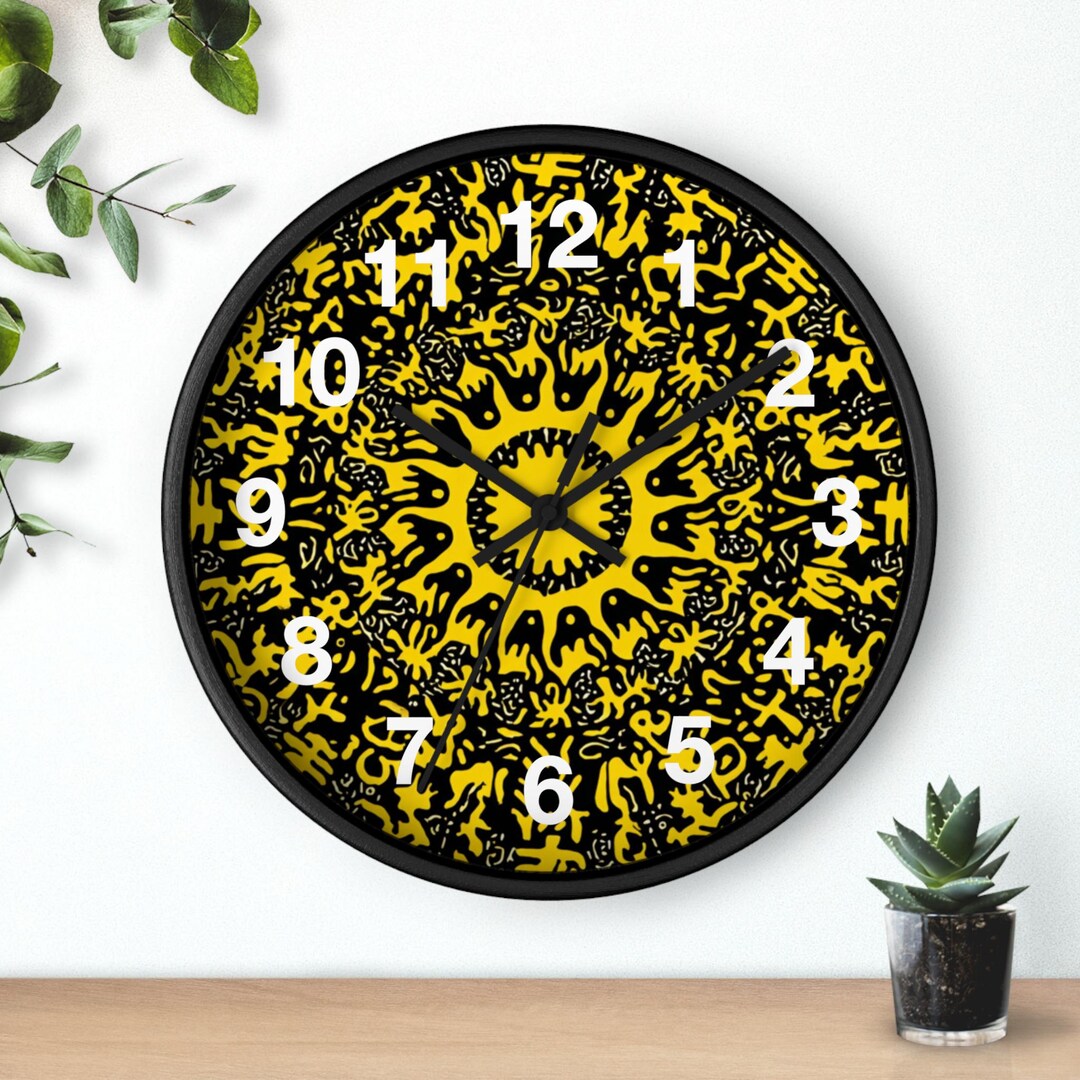 Sun Dance Glow Wall Clock | Psychedelic Mandala Timepiece, Kitchen Wall ...