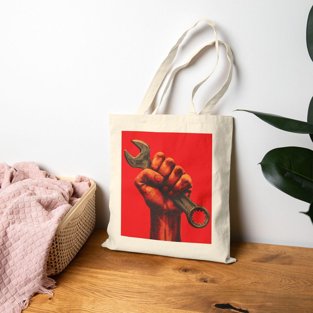 Wrench Fist Poster Tote Bag, Motivational Canvas Bag, Gift for ...