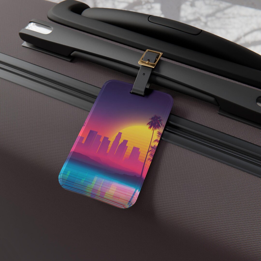 Retro LA Neon Luggage Tag, Ideal Gift for Travelers, Unique Bag Tag ...