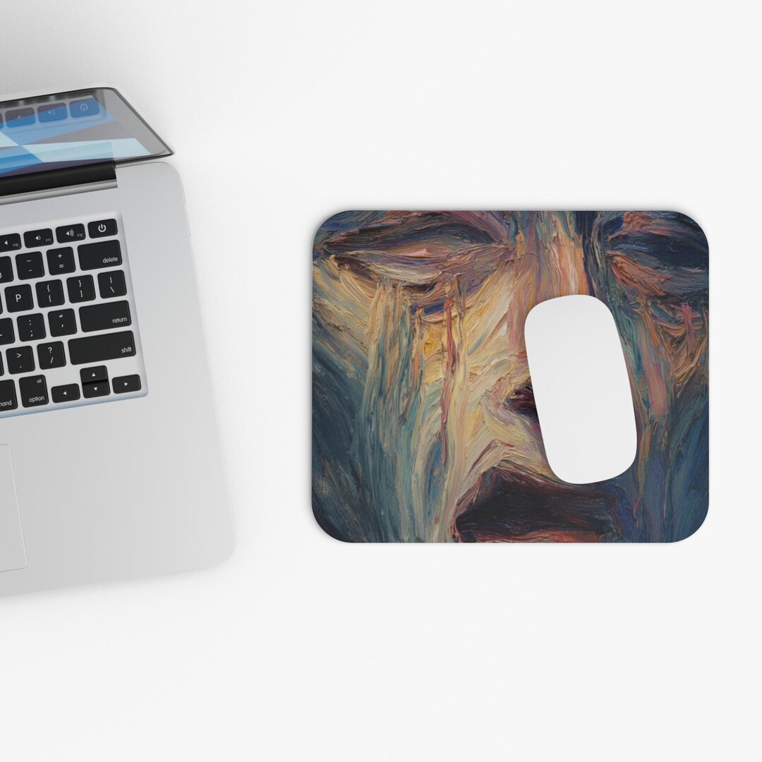 Weeping Face Mouse Pad | Oil Paint Texture, Office Desk Accessories ...