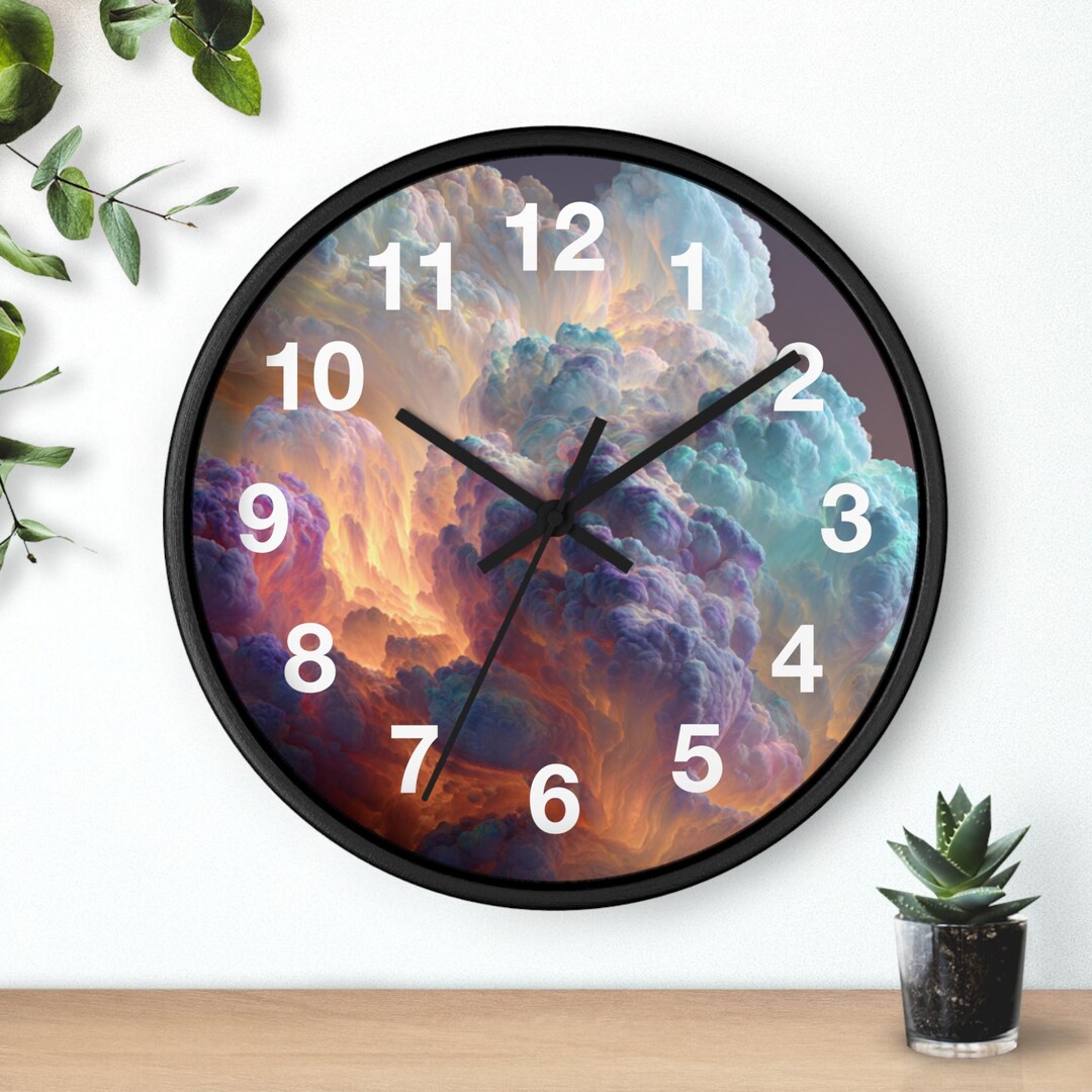 Pastel Ion Burst Wall Clock | Abstract Space Art Clock, Kitchen Wall ...