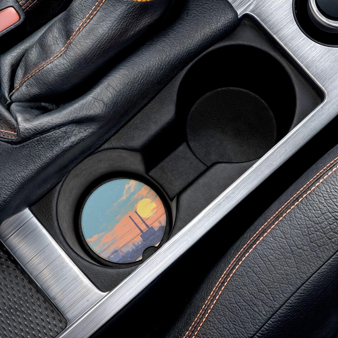 Sunset Factory Skyline Car Coaster | Round Soapstone Coaster, Unique ...