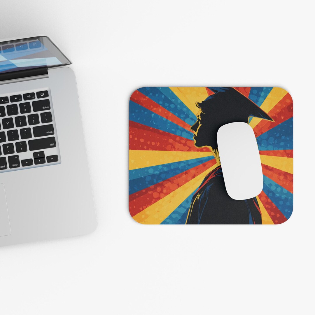 Starburst Grad Silhouette Mouse Pad | Retro Sunburst Desk Mat, Office ...
