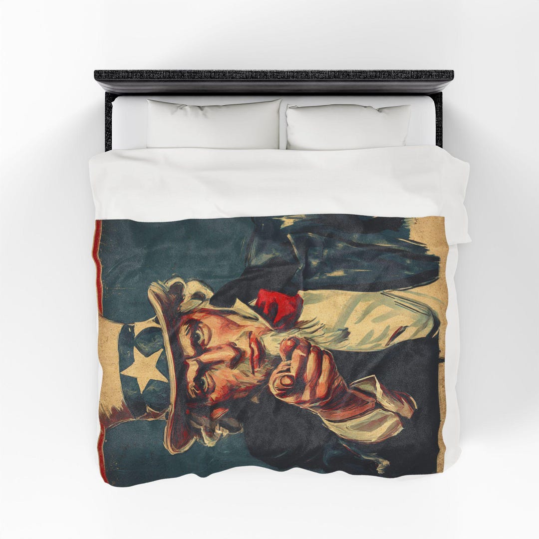 Retro Uncle Sam Plush Blanket | Cozy Gift for Patriotic Holidays, Home ...