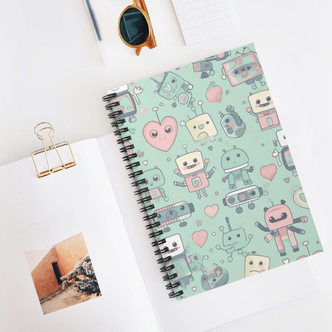 Robot Hug Squad Spiral Notebook | Ruled Journal, Artistic Sketchbook ...