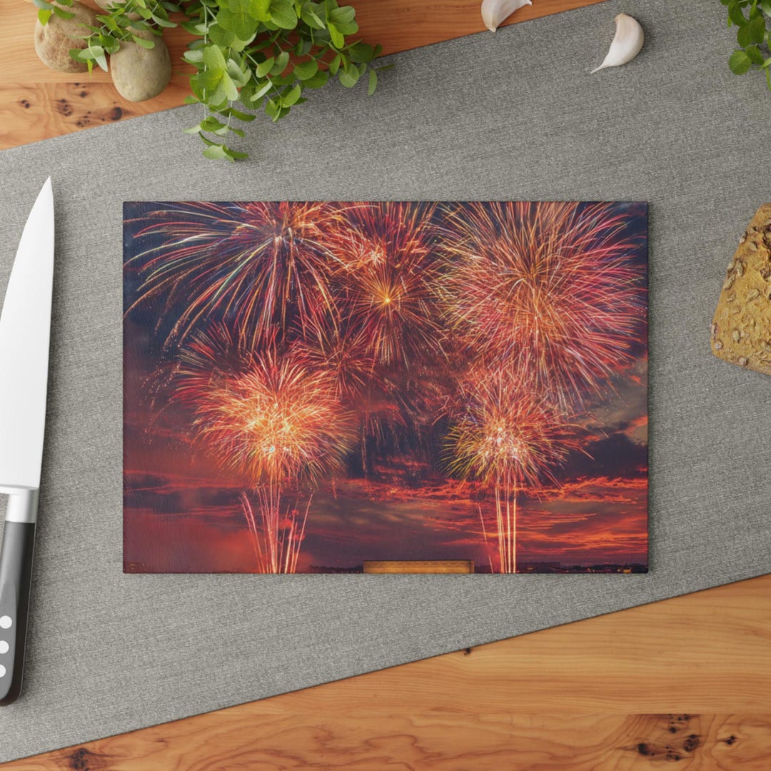 Monuments Fireworks Display Glass Cutting Board | Patriotic Fourth of ...