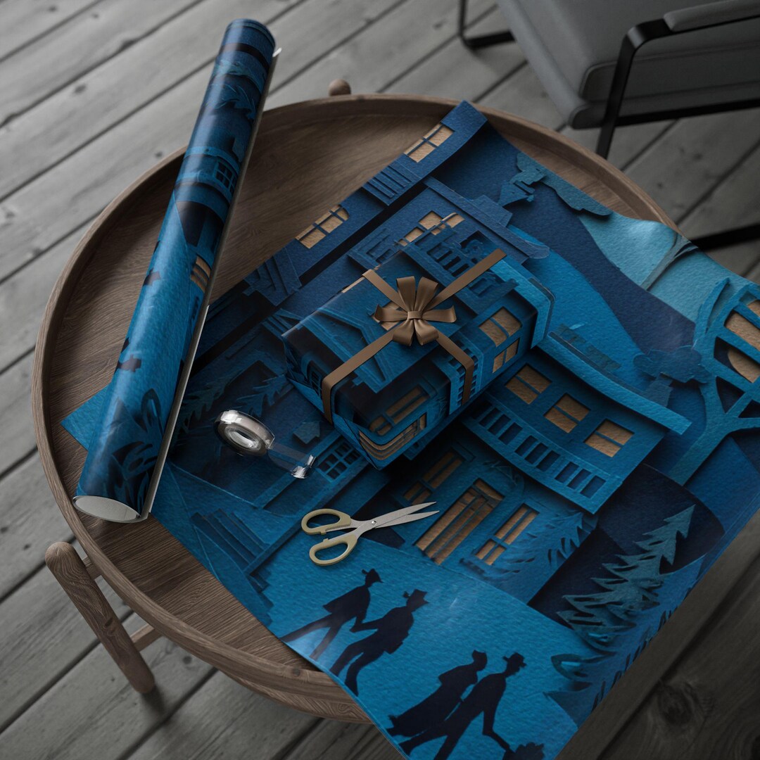 Paper Cutout Scene Wrapping Paper | Repeated House Pattern, Gift Wrap ...
