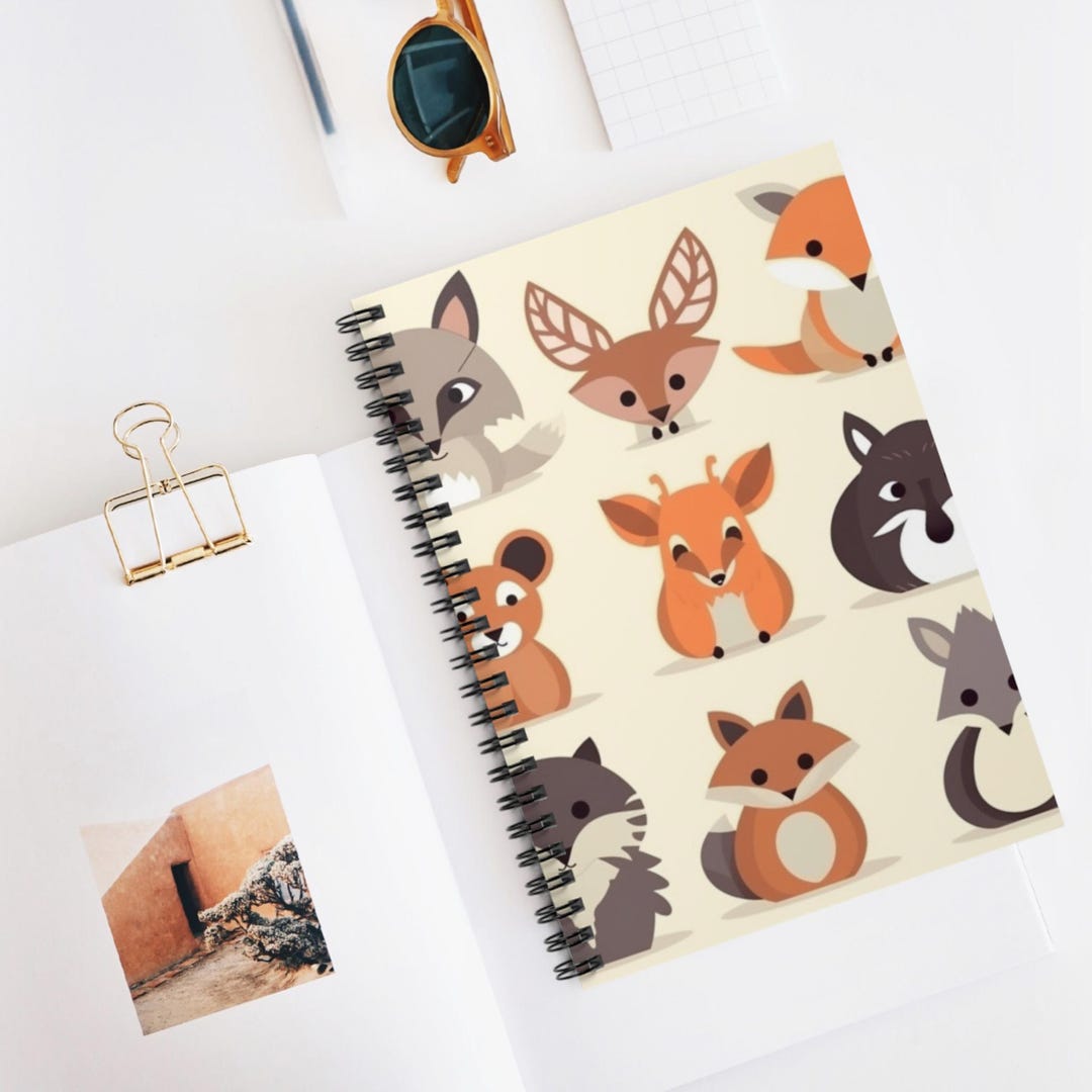 Woodland Animal Icons Notebook | Spiral Ruled Journal, Artistic ...