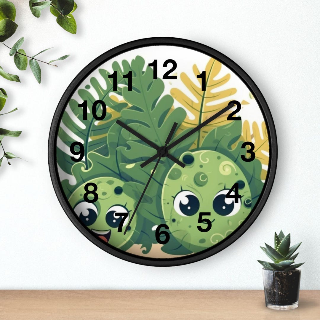 Friendly Fern Friends Wall Clock | Cute Fruit Kitchen Clock, House ...