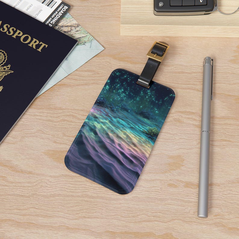Silken Sand Currents Luggage Tag, Ideal Gift for Travelers, Unique Bag ...