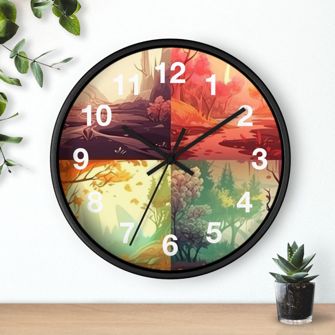 Enchanted Seasons Flow Wall Clock | Seasonal Landscape Clock, Kitchen ...
