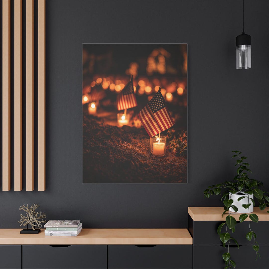 Candlelight Vigil Flags Canvas Wall Art, Gift for Art Lovers, Home ...