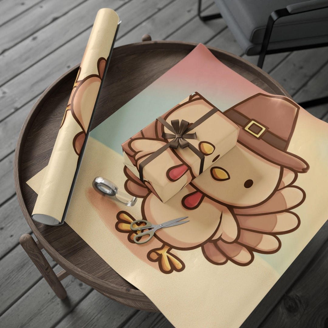 Pilgrim Hat Turkey Wrapping Paper | Holiday Gift Wrap Roll, Eco ...
