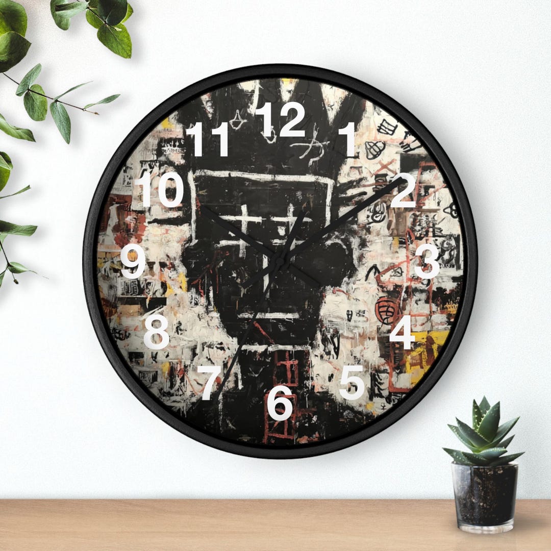 Graffiti King Figure Wall Clock | Street Art Collage Timepiece, Kitchen ...