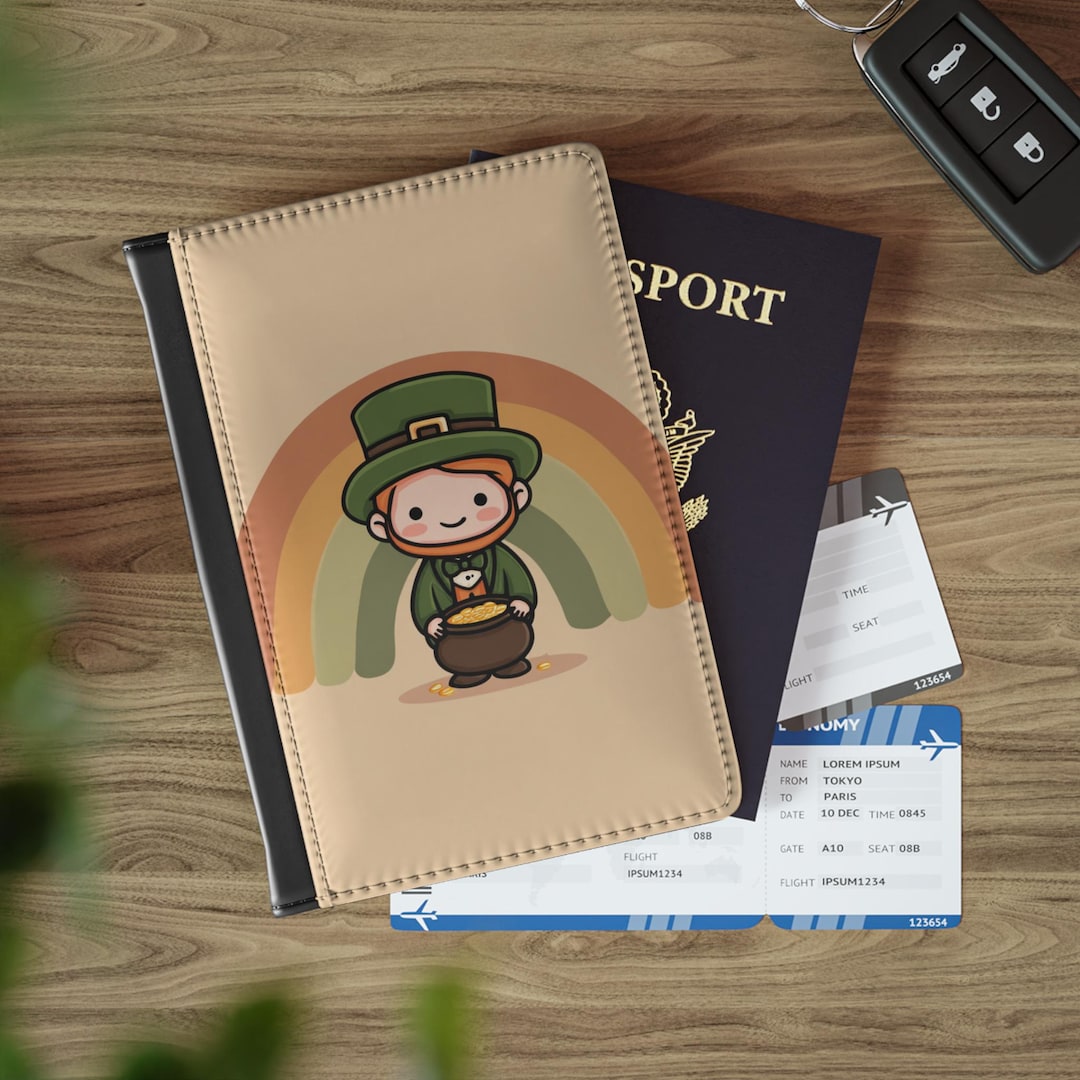 Kawaii Leprechaun Pot Passport Cover, Travel Wallet, St. Patrick's Day ...