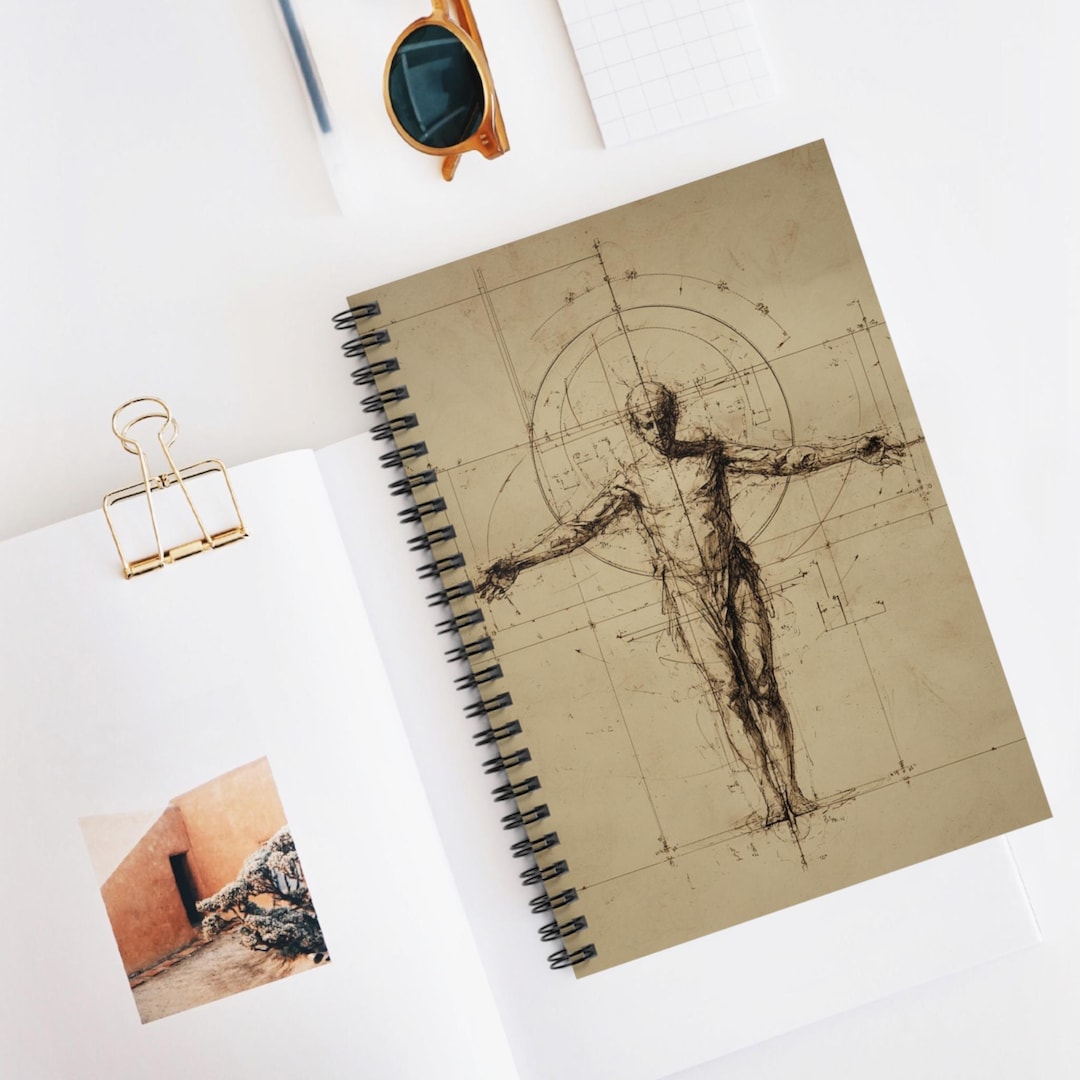 The Golden Figure Spiral Notebook With Leonardo's Vitruvian Man Design ...