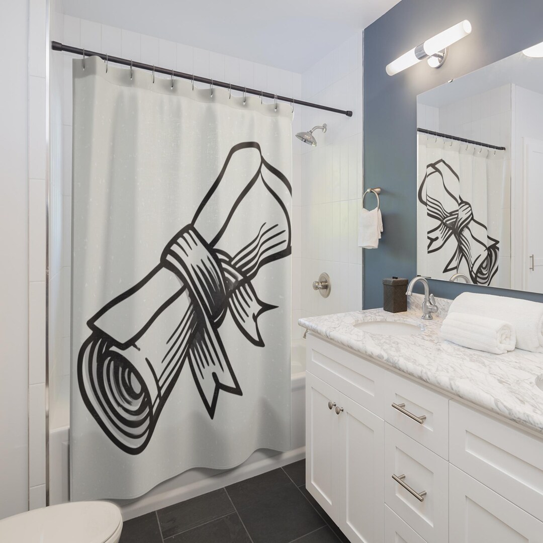 Ribboned Diploma Scroll Shower Curtain | Graduation Scroll Illustration ...