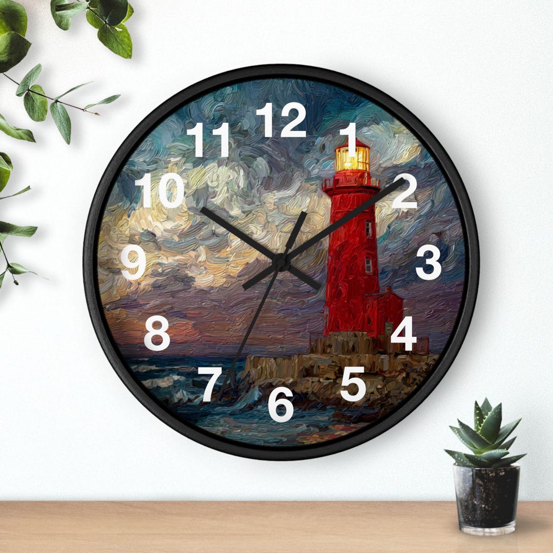 Lighthouse in Tempest Wall Clock | Nautical Seascape, Coastal Decor ...