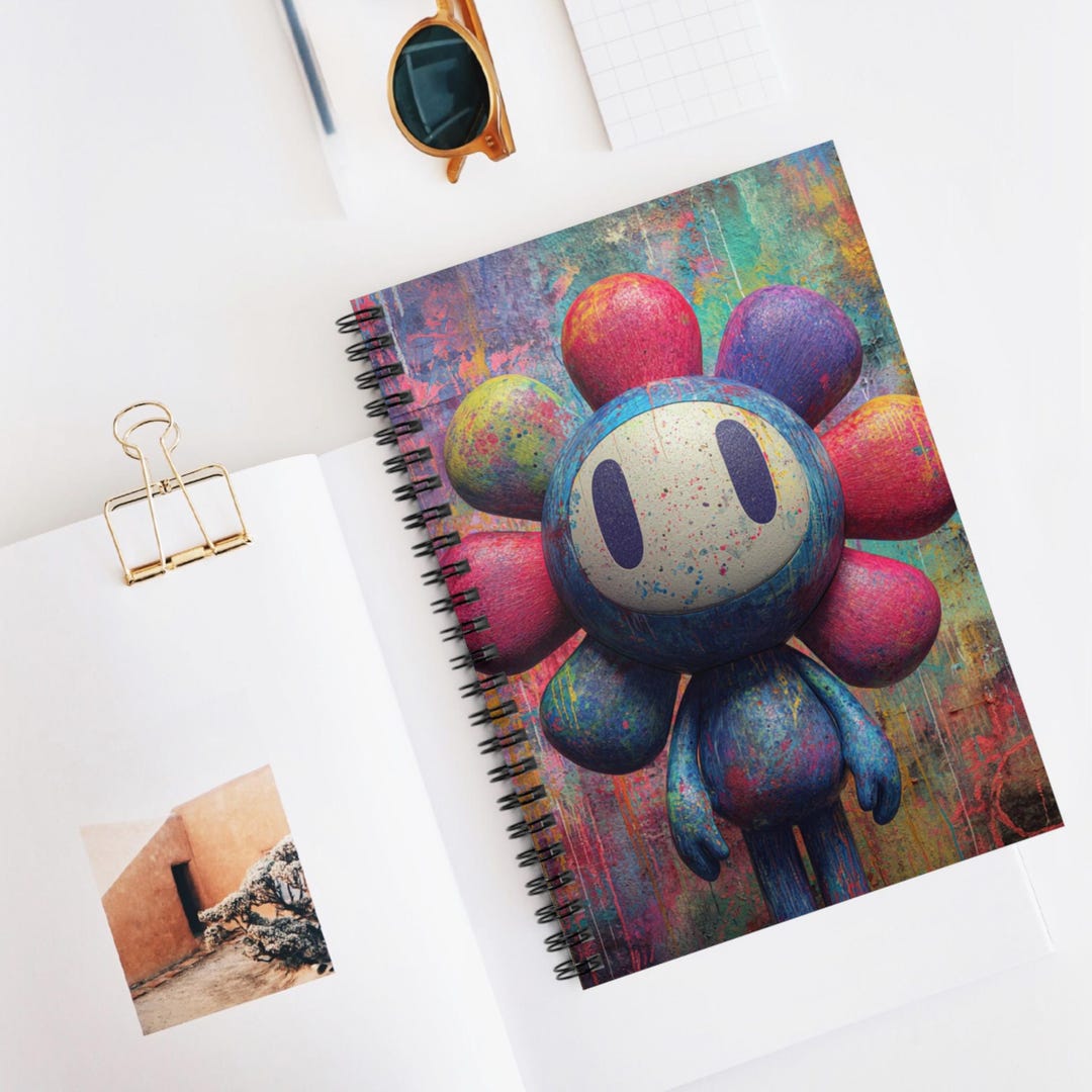 Oversized Flowerhead Spiral Notebook - Ruled Lines, Art Journal ...