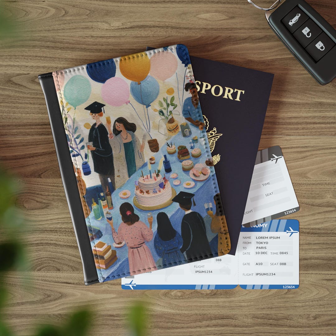 Graduation Party Flatlay Passport Cover | Grad Celebration Design ...
