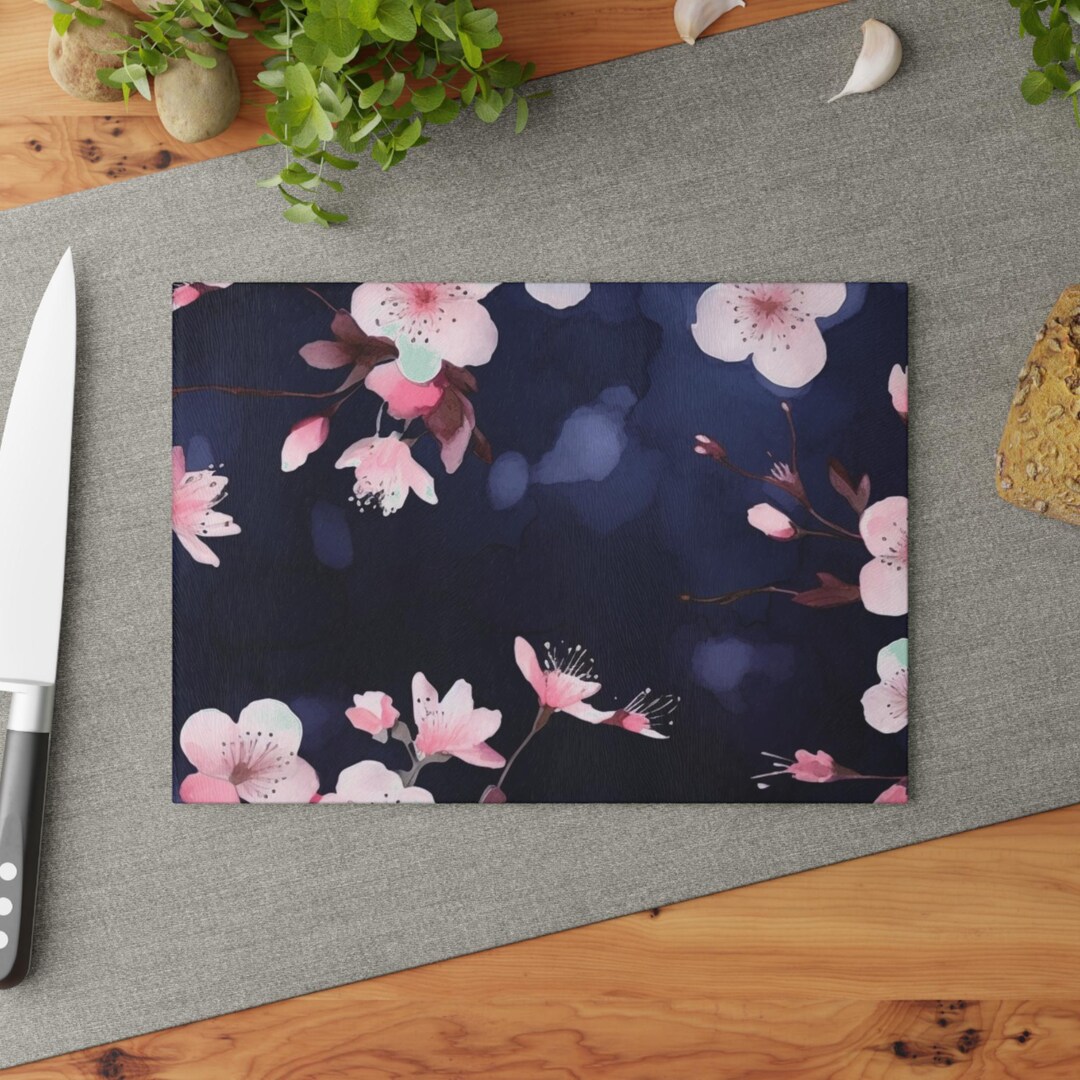 Moonlight Sakura Glow Cutting Board | Floral Decor, Gift for Home Chef ...