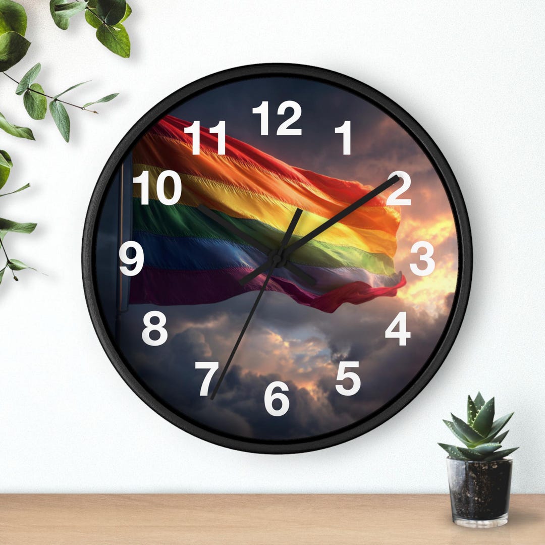 Vibrant Flag Wave Wall Clock | LGBTQ+ Rainbow Flag Clock, Living Room ...