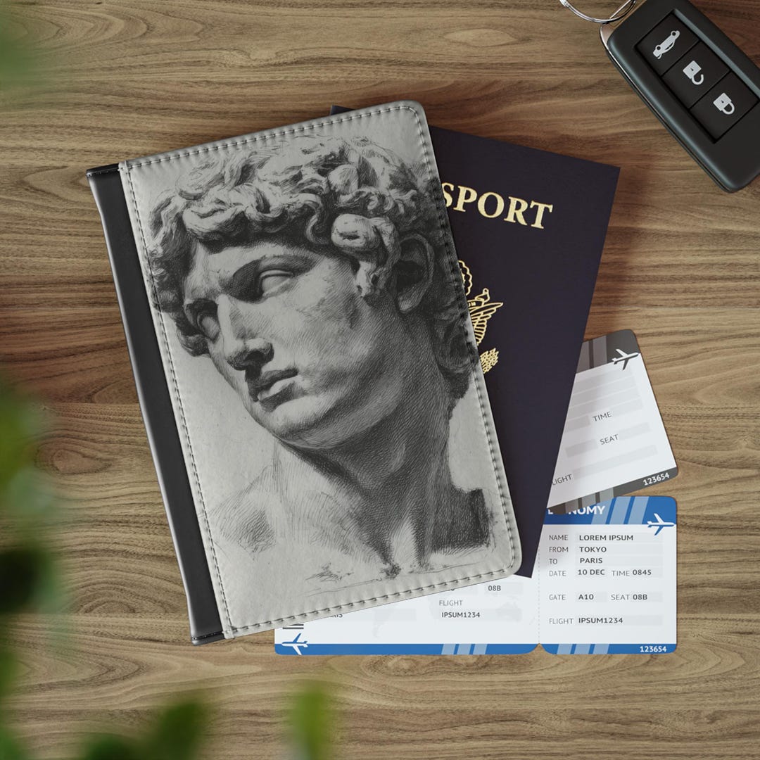 Marble Gaze Drawn Passport Cover With Classical Sculpture Design ...